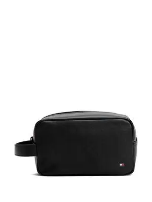 Tommy Hilfiger Leather Zip-top Wash Bag - Black