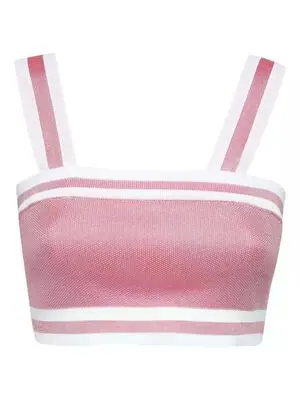 Balmain Striped Zipped Tank Top - Pink