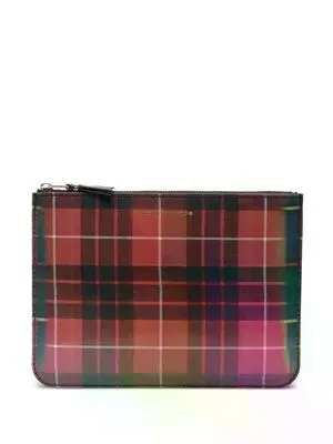 Comme Des Garçons Plaid-pattern Wallet - Red