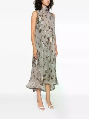 P.a.r.o.s.h Floral-print Pleated Dress