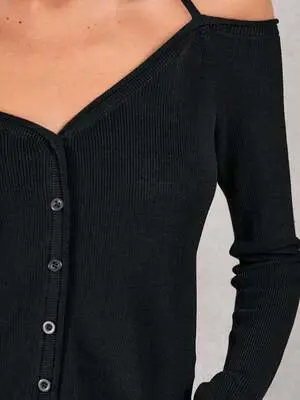 Good American Rib-knit Off-shoulder Top