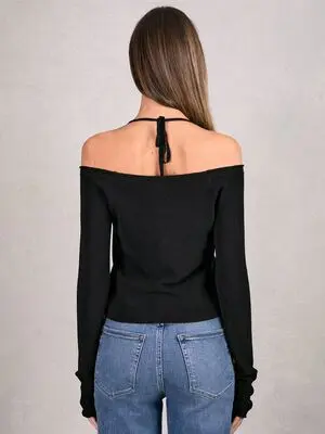 Good American Rib-knit Off-shoulder Top
