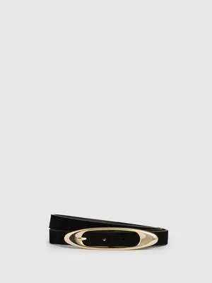 REISS Evelina Leather Oval-buckle Belt - Black