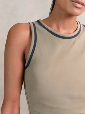 REISS Stretch-cotton Jersey Tipped Vest