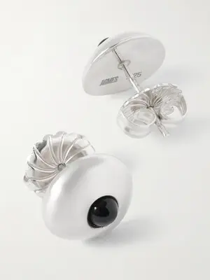 Agmes Large Doughnut Recycled Sterling Onyx Earrings