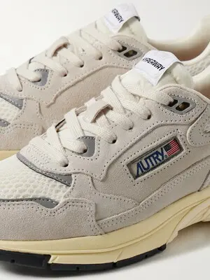AUTRY Hyperway Metallic Leather-trimmed Sneakers - Gray