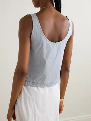 DEIJI STUDIOS Tie-detailed Layered Striped Tank - Blue