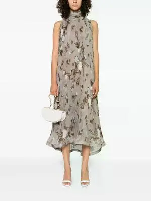 P.a.r.o.s.h Pleated Floral-print Dress