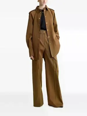 PATOU Belted Organic Cotton Gabardine Shirt