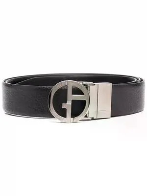 Giorgio Armani Pebbled-effect Buckled Belt - Black