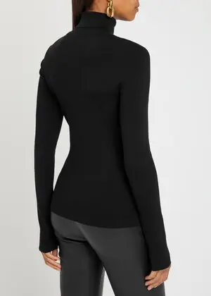 JOSEPH Ribbed Stretch-silk Knit High-neck Top