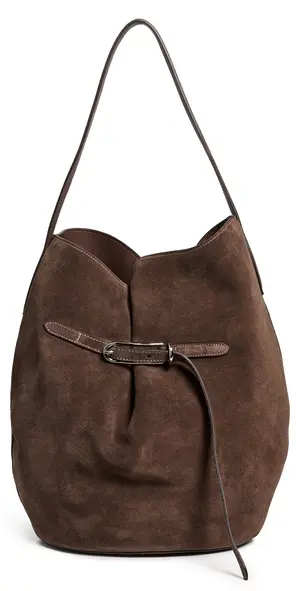 LIFFNER Large Belted Bucket Bag - Dark Brown