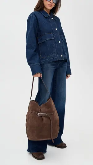 LIFFNER Large Belted Bucket Bag - Dark Brown