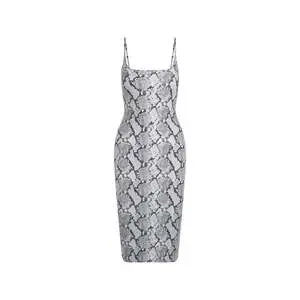 SKIMS Cling Matte Midi Dress - Chrome Snakeskin Print