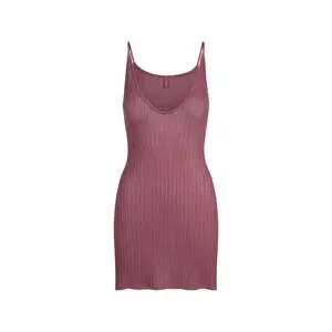 Skims Sheer Knit Plunge Mini Dress - Beet | Editorialist