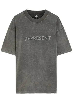 REPRESENT Embroidered Cotton T-shirt Dark Grey
