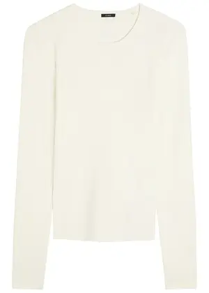 JOSEPH Stretch-silk Knit Top - Ivory