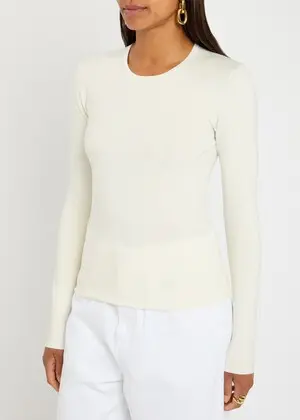 JOSEPH Stretch-silk Knit Top - Ivory