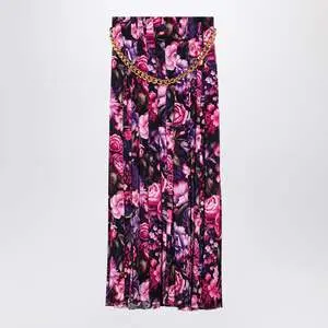 Balenciaga Long Pleated Floral Skirt - Purple