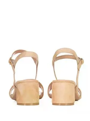 POCHE PARIS Ankle-strap Leather Sandals - Neutrals