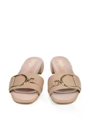 POCHE PARIS Leather Slides With Buckle Detail