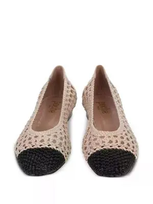 POCHE PARIS Reine Woven Cap-toe Flat Pumps