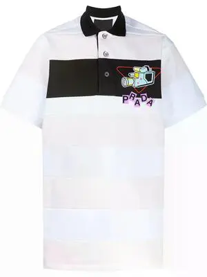 Prada Oversized Stripe Polo Shirt - White