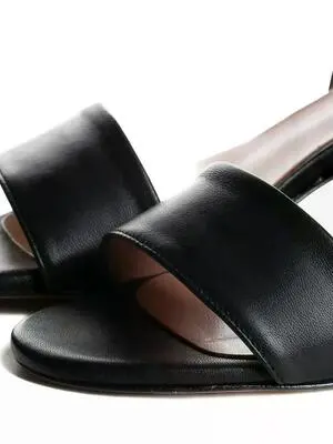 POCHE PARIS Block-heel Leather Sandals