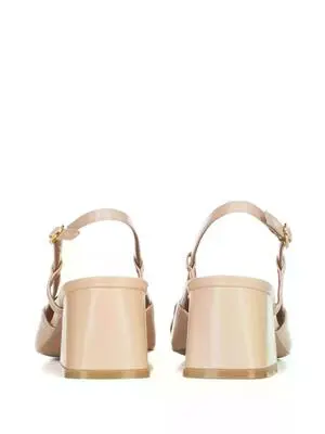 POCHE PARIS Bamboo-detail Slingback Sandals - Neutrals