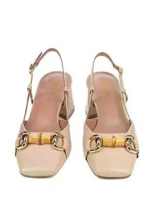 POCHE PARIS Bamboo-detail Slingback Sandals - Neutrals