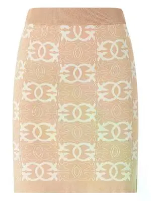 Pinko Knitted Logo-pattern Skirt - Neutrals