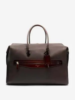 Santoni Leather Travel Bag Brown