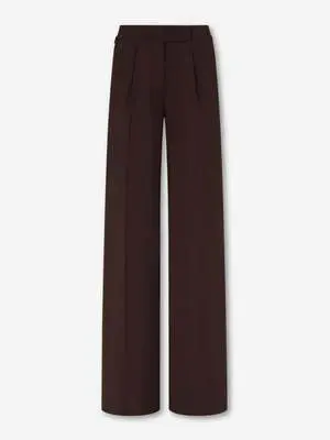 TOM FORD Wide Leg Double Pleat Trousers - Brown
