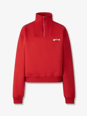 Jacquemus High-Neck Zip Sweatshirt - Red