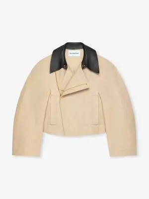 Givenchy Cropped Coat With Leather Collar - Brown