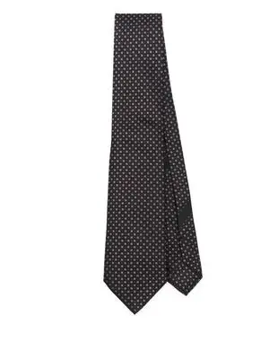Dolce & Gabbana Geometric-Pattern Silk Neck Tie - Grey