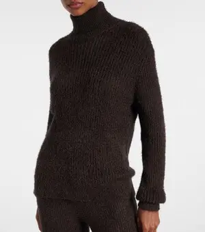 Loro Piana Turtleneck Wool-blend Sweater - Brown