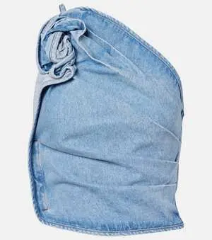Magda Butrym Draped One-shoulder Denim Top - Blue