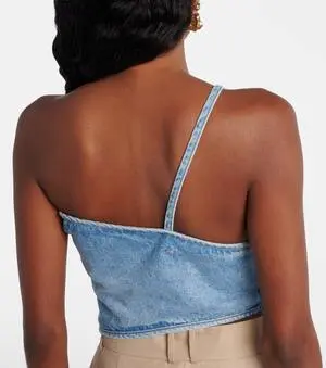 Magda Butrym Draped One-shoulder Denim Top
