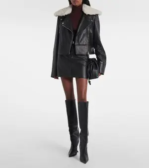 Sportmax Shearling-trimmed Leather Jacket