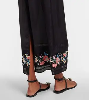 Rixo Carey Floral Satin Maxi Dress - Black