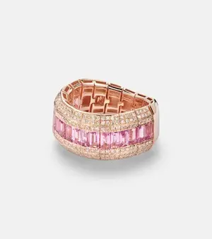 Shay Jewelry 18kt Gold Ring With Sapphires And Diamonds - Pink