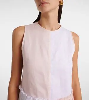 JIL SANDER Pleated Cotton Organza Muslin Midi Dress - Pink