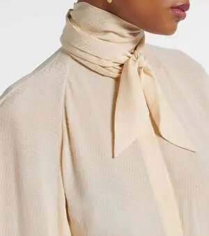 Loro Piana Valmy Tie-neck Silk Blouse