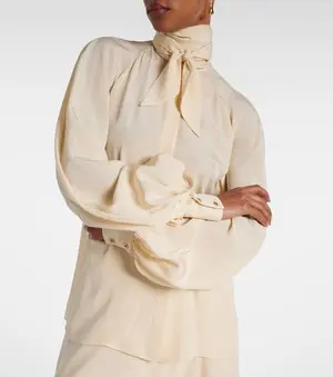 Loro Piana Valmy Tie-neck Silk Blouse