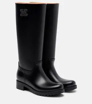 Max Mara Monogram Rubber Rain Boots - Black