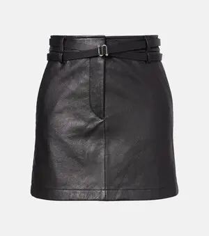 Sportmax Patto Leather Miniskirt - Black