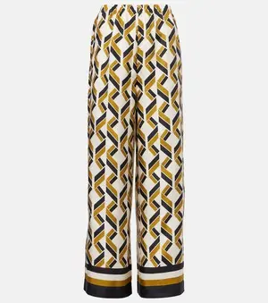 ERES Patterned Silk Twill Wide-leg Pants