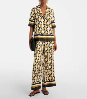 ERES Patterned Silk Twill Wide-leg Pants