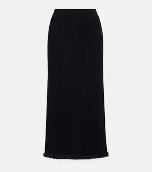 Jardin Des Orangers Distressed Wool And Cashmere Pencil Skirt - Black